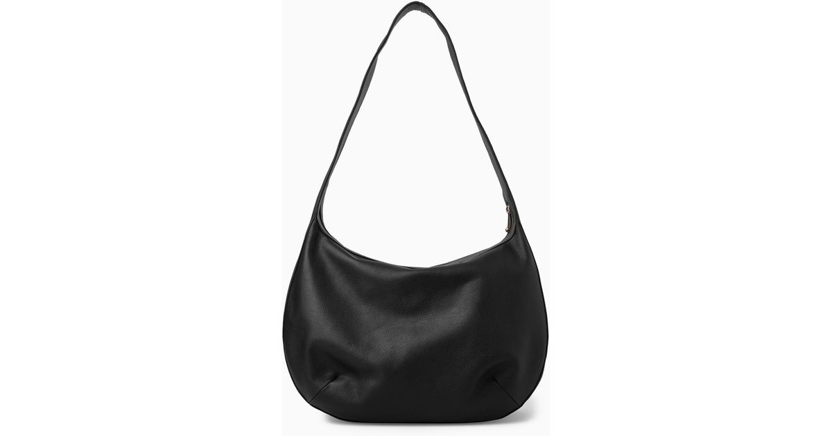COS Curved Leather Shoulder Bag in Black | Lyst UK