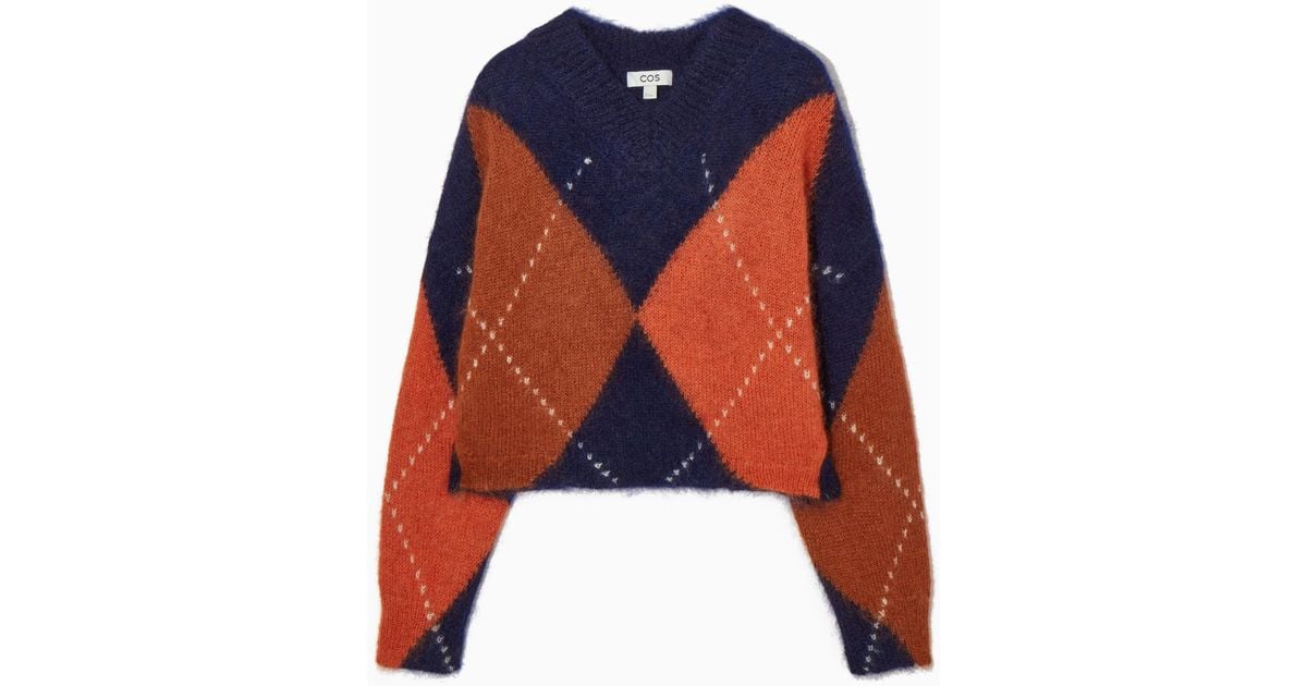 COS Cropped V-neck Mohair Sweater in Blue | Lyst