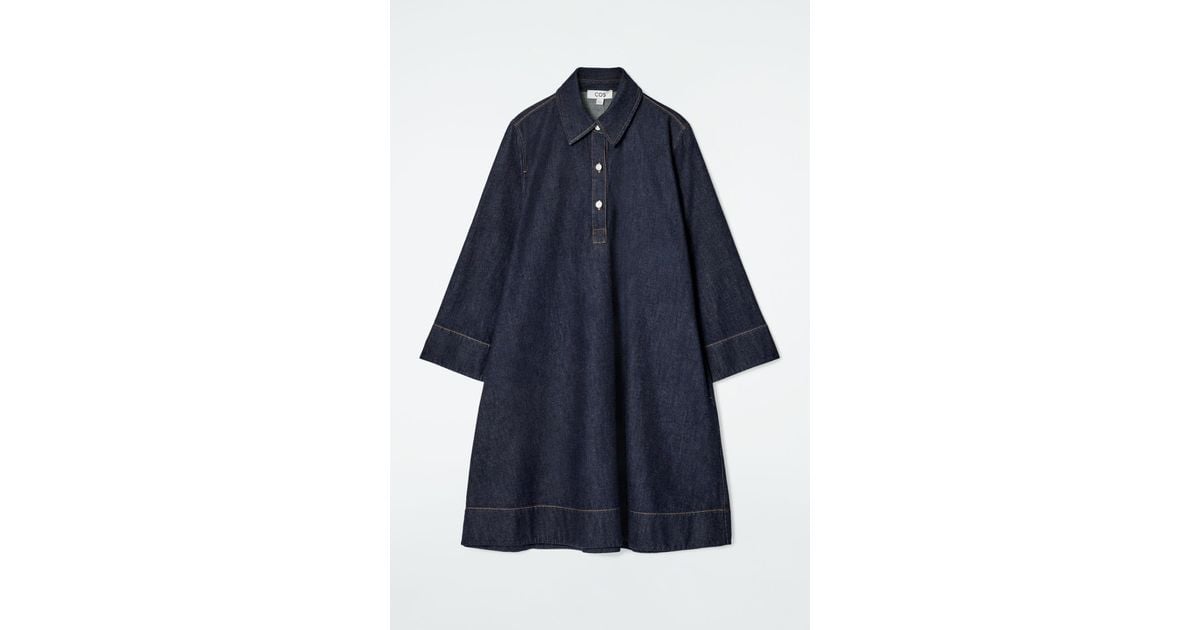 COS A-line Denim Mini Shirt Dress in Blue | Lyst