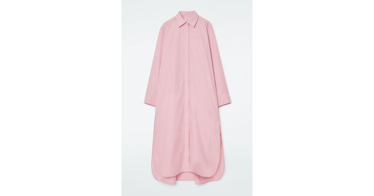 COS Collared Midi Shirt Dress in Pink | Lyst