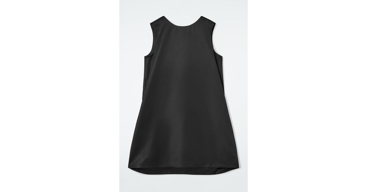 COS Satin Racer-neck Mini Dress in Black | Lyst UK