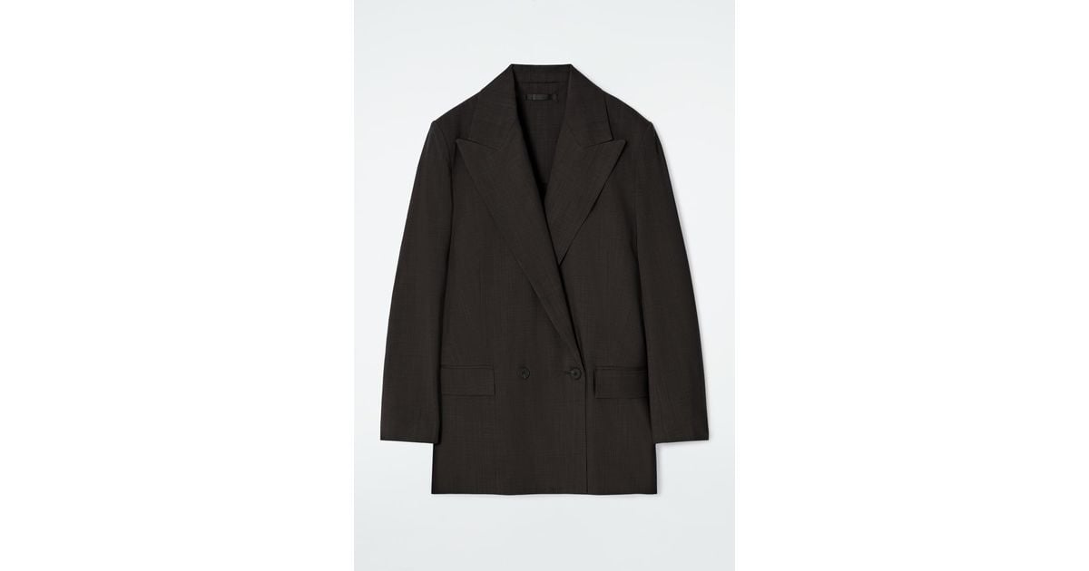 COS Fluid Double-Breasted Wool Blazer in Black | Lyst