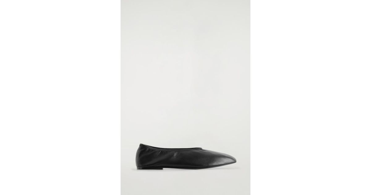 COS Minimal Leather Ballet Flats in Black | Lyst