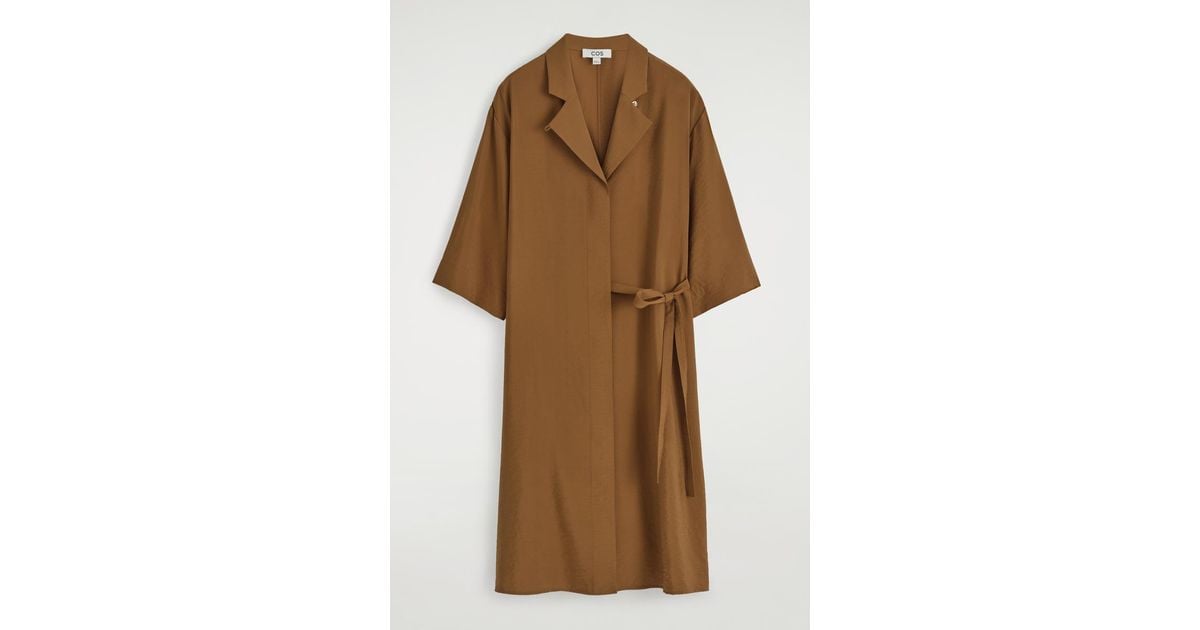 COS Side-belt Midi Shirt Dress in Brown | Lyst UK