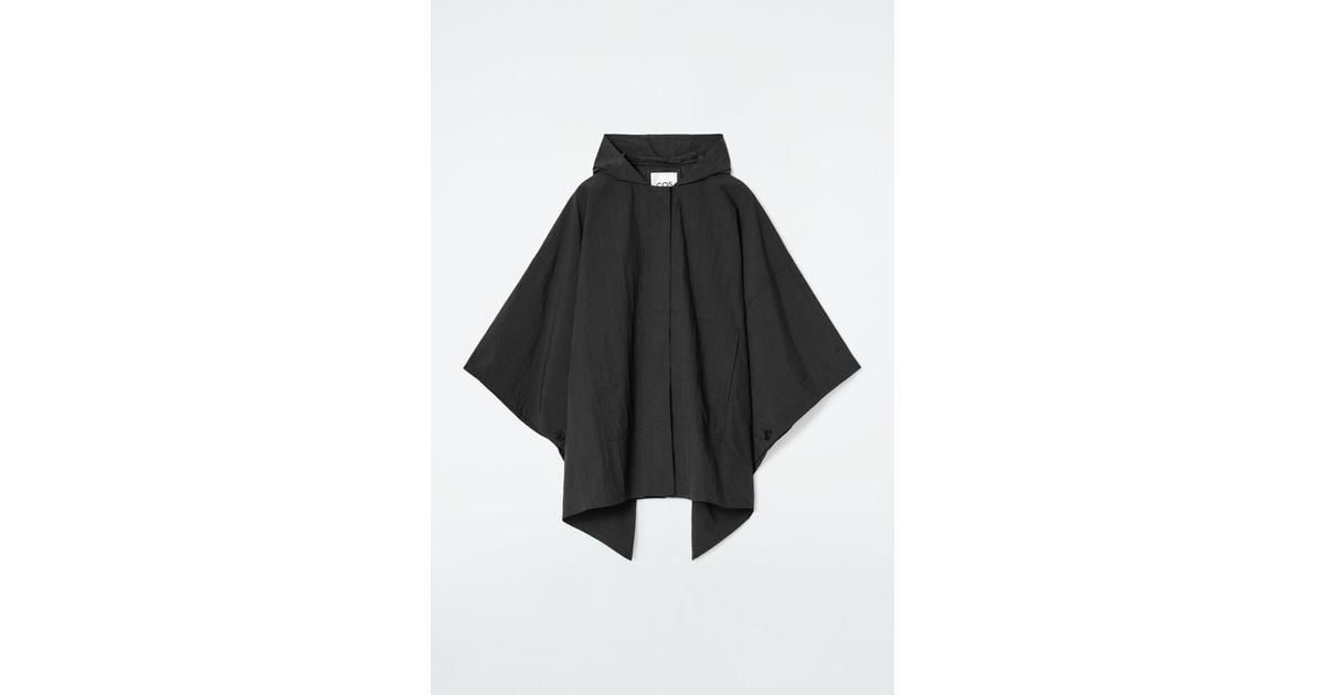 COS Hooded Trench Coat Cape in Black | Lyst