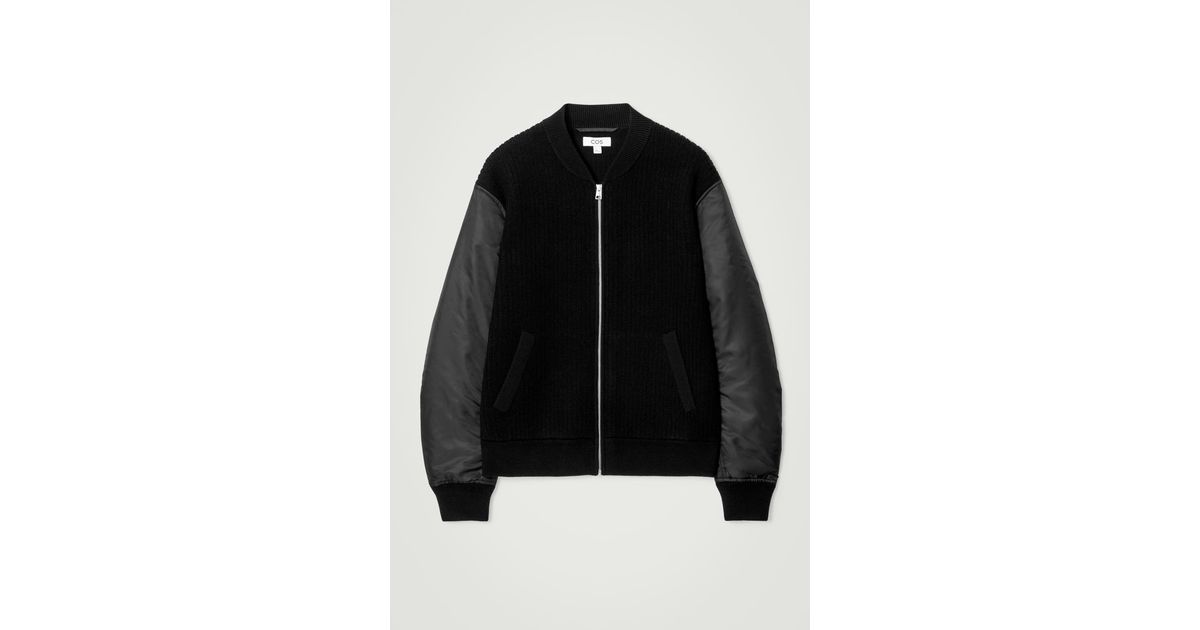COS Merino Wool And Nylon Bomber Jacket in Black for Men | Lyst
