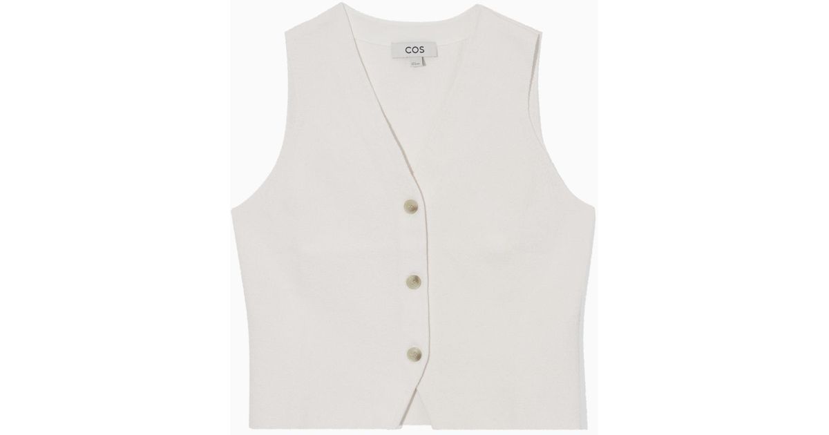 COS Knitted Waistcoat in White | Lyst