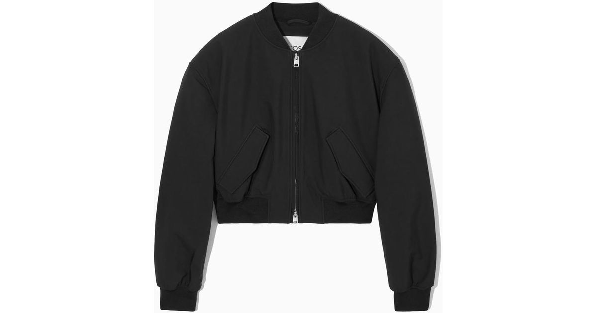 COS Oversized Cropped Bomber Jacket in Black | Lyst UK