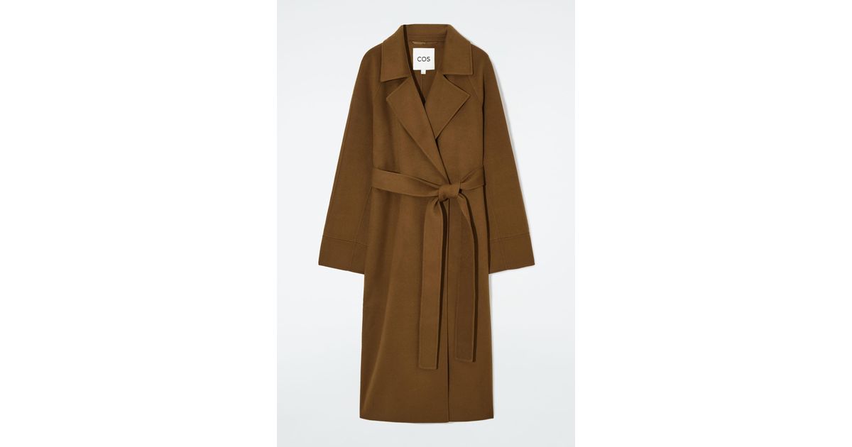 COS Belted Double-faced Wool Coat in Brown | Lyst UK
