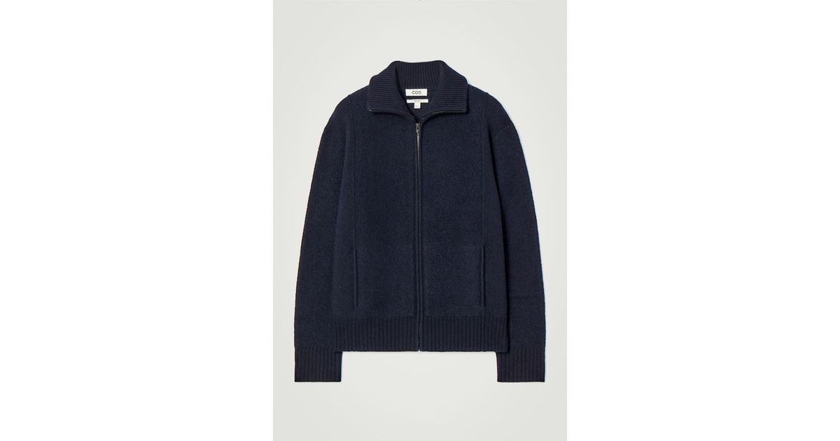 COS Boiled Merino Wool Track Jacket in Blue for Men | Lyst