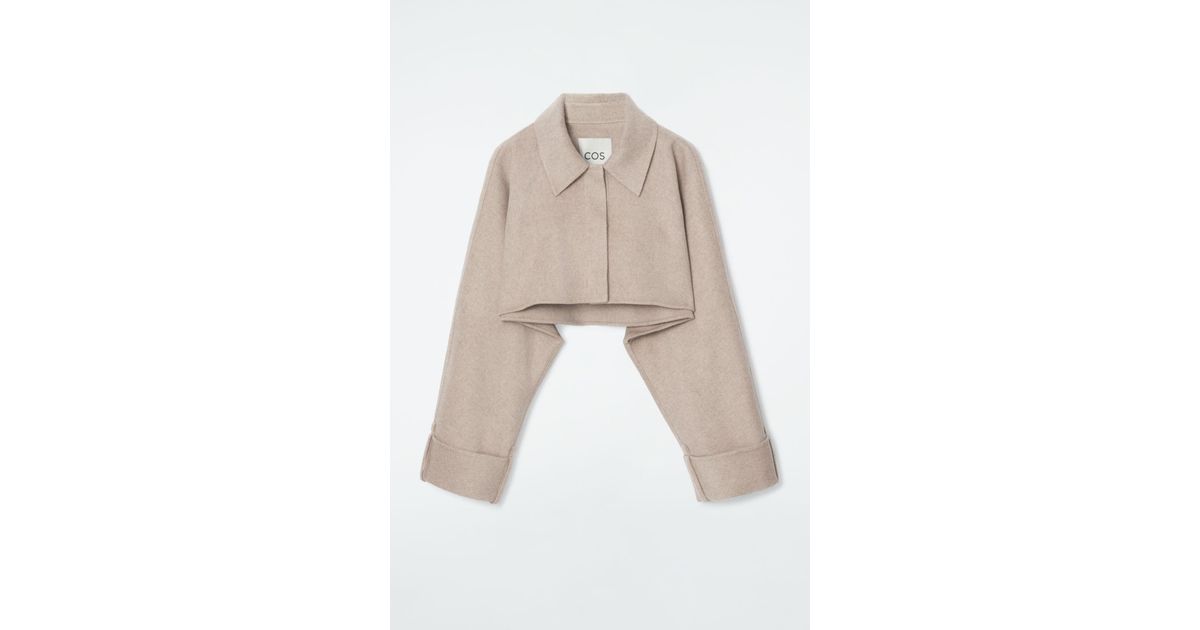 COS Cropped Double-faced Wool Jacket in Natural | Lyst
