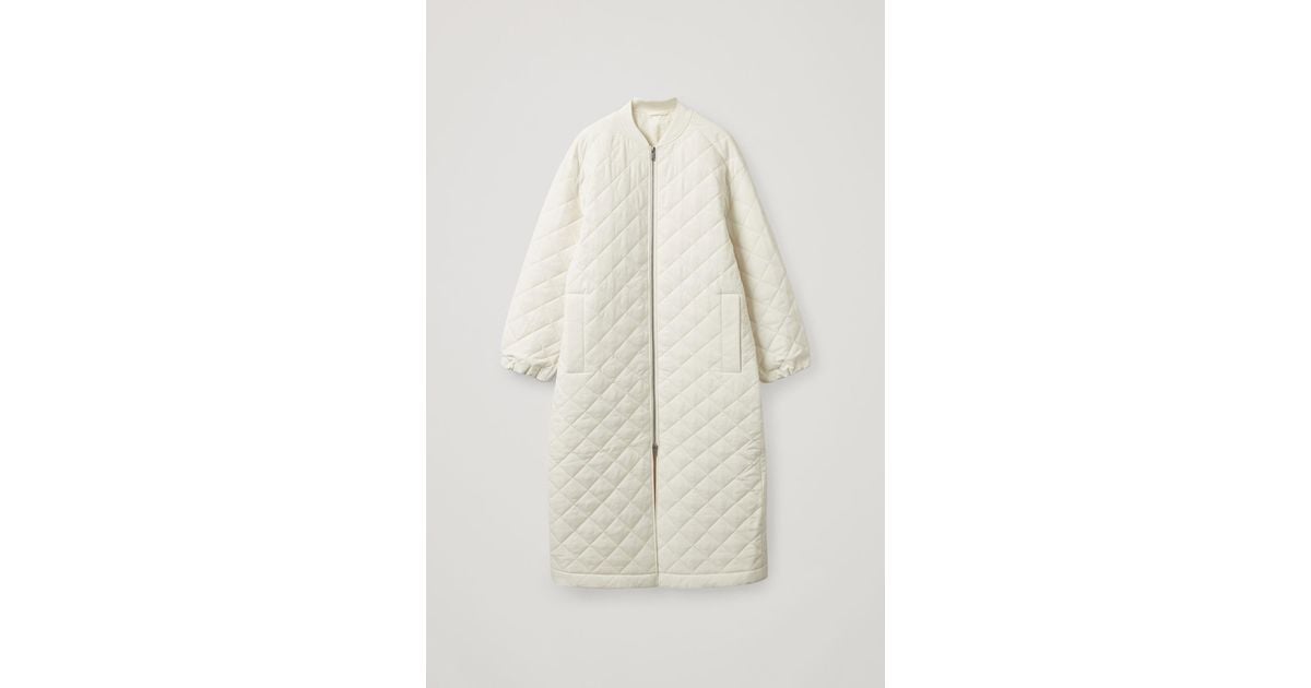 COS Longline Quilted Coat in White | Lyst