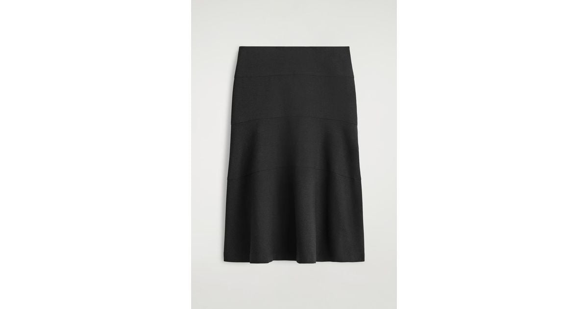 COS Curved A-Line Midi Skirt in Black | Lyst UK