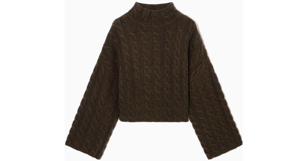 COS Cable-knit Turtleneck Sweater in Brown | Lyst UK