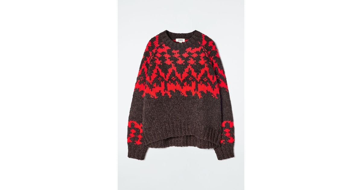 COS Fair-isle Wool Sweater in Red | Lyst