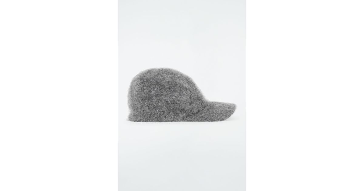 COS Brushed-cashmere Baseball Cap in Grey | Lyst UK