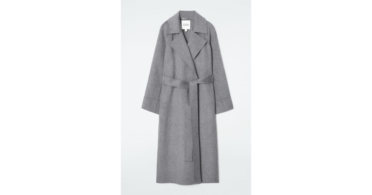 COS Belted Double-faced Wool Coat in Gray | Lyst
