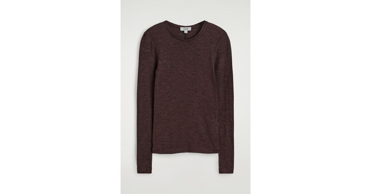 COS Slim Merino Wool Top in Brown | Lyst UK
