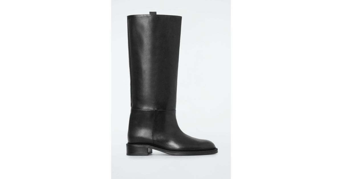 COS Leather Riding Boots in Black | Lyst