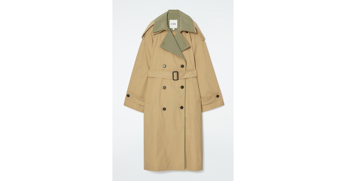 COS Layered Double-breasted Trench Coat in Natural | Lyst