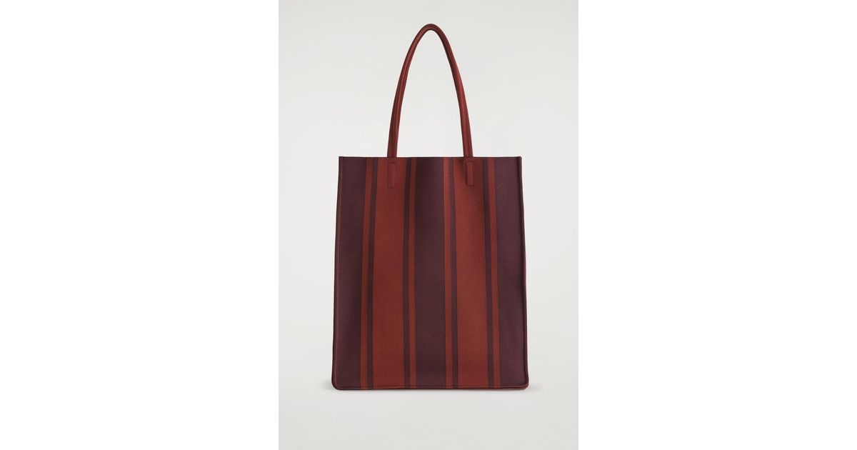 COS Striped Tote Bag in Red | Lyst