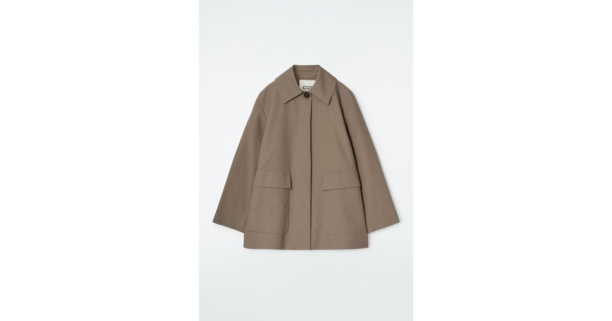 COS Collared Cotton Car Jacket in Brown | Lyst