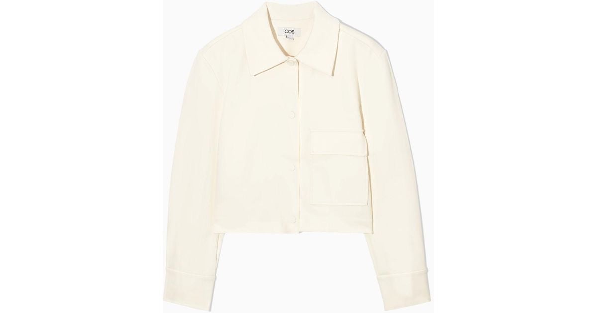 COS Cropped Twill Jacket in White | Lyst