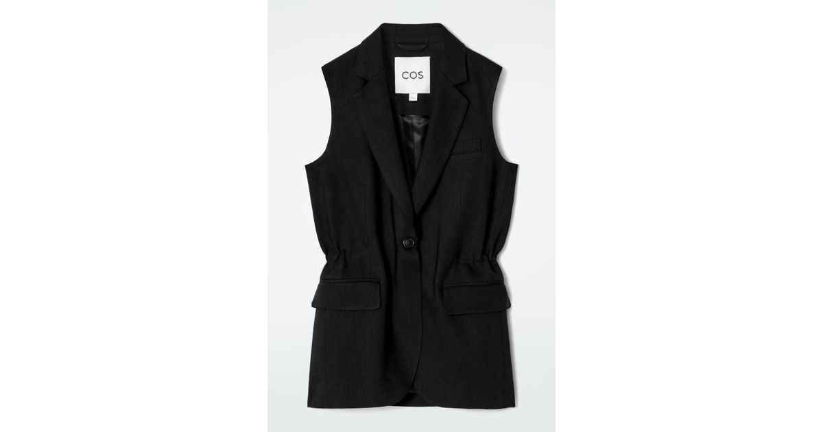 COS Slim Linen Waistcoat in Black | Lyst