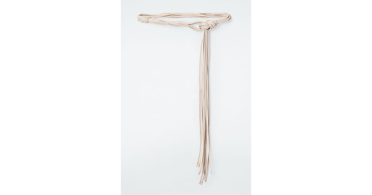COS Leather Cord Belt in White | Lyst