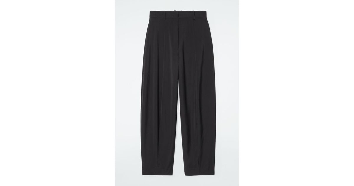 COS The Fluid Barrel-leg Trousers in Black | Lyst