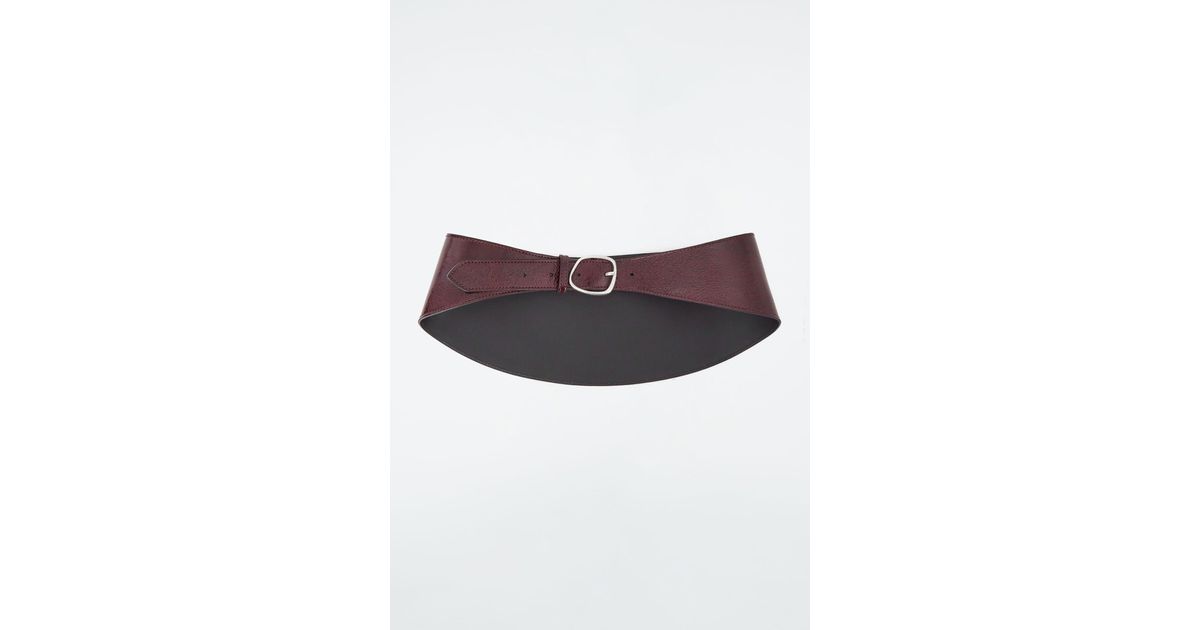 COS Curved Leather Wrap Belt in Red | Lyst