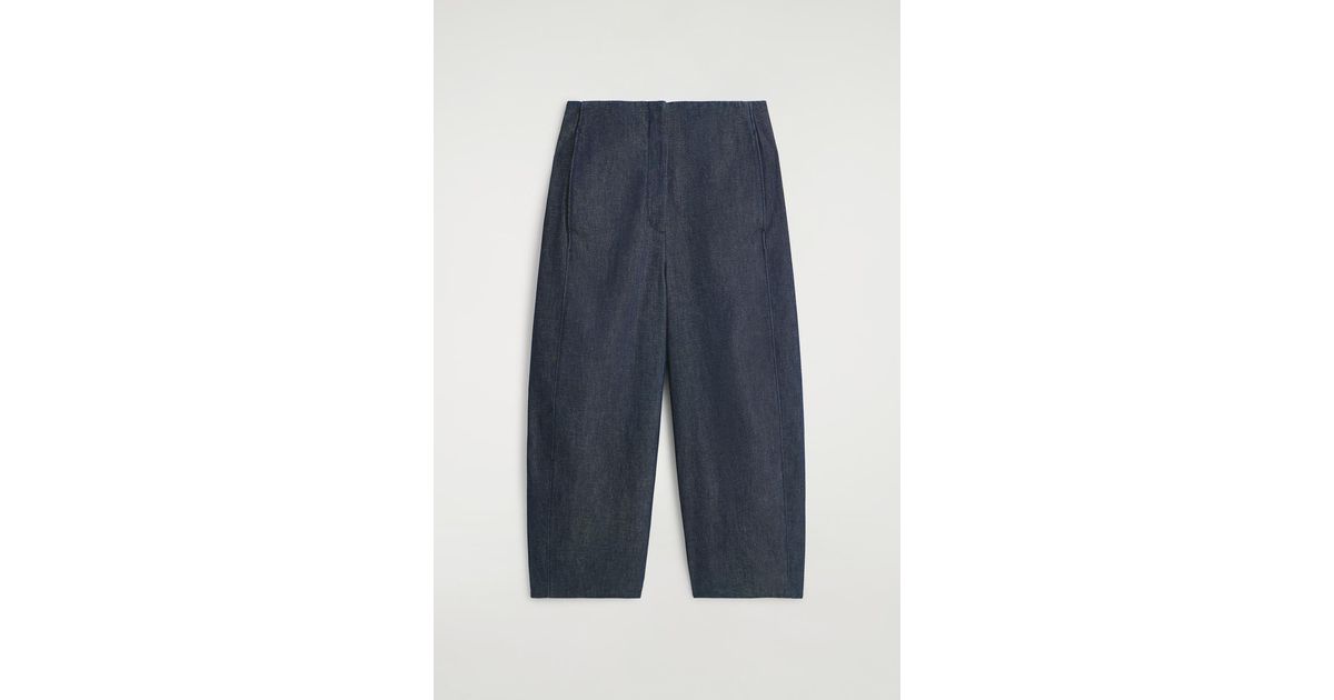 COS Raw Denim Cropped Barrel-Leg Trousers in Blue | Lyst