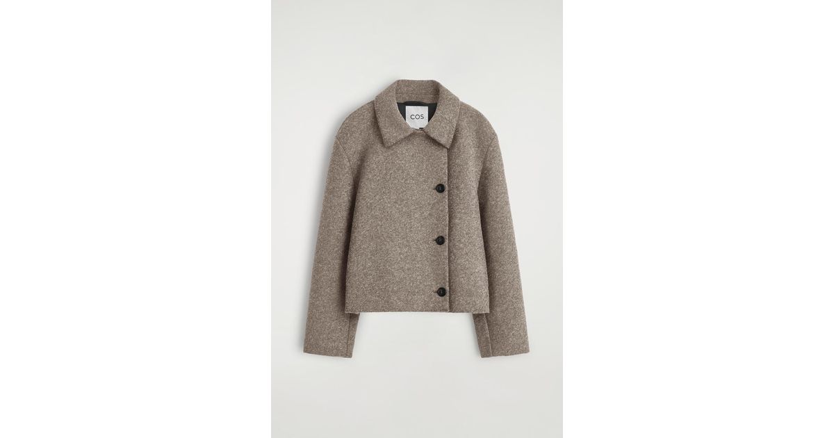 COS Boiled Wool-Blend Short Jacket in Natural | Lyst