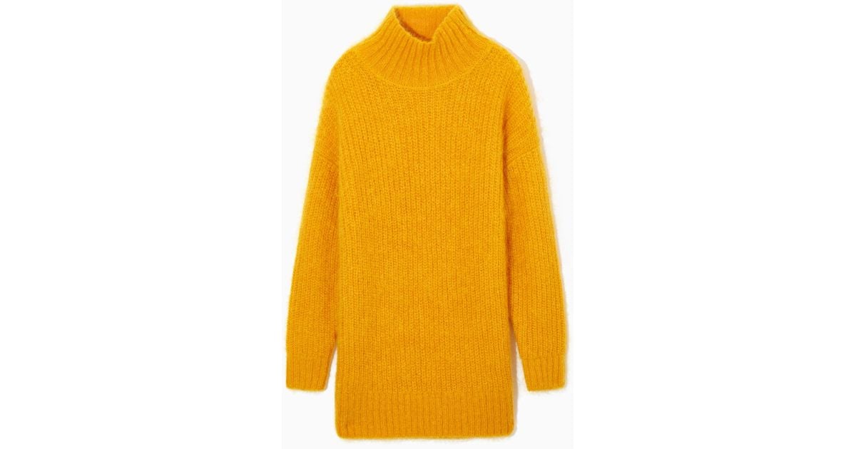 COS Funnel-neck Mohair Tunic in Yellow | Lyst