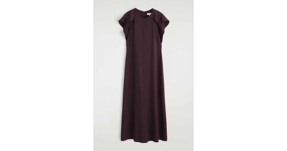 COS Cape-Shoulder Midi Dress in Purple | Lyst UK