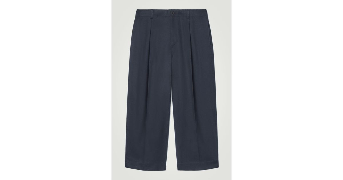COS Cropped Barrel-leg Pants in Blue for Men | Lyst