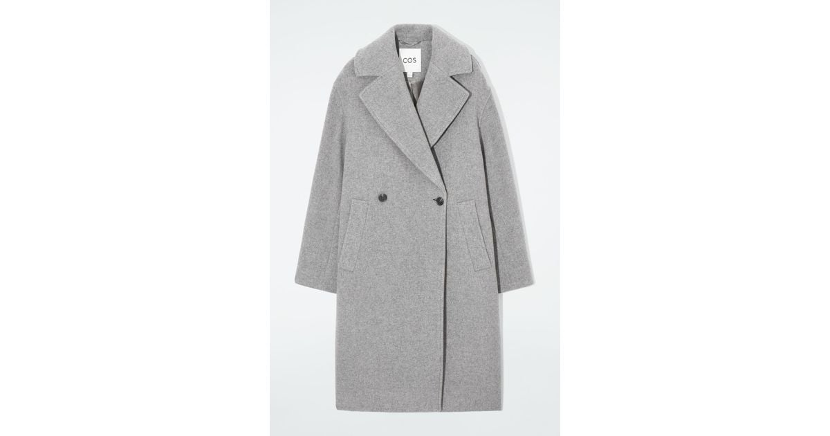 COS Oversized Double-breasted Wool Coat in Gray | Lyst