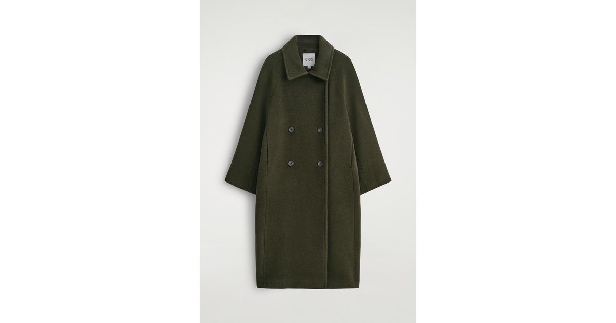 COS Oversized Double-Breasted Wool Long Coat in Green | Lyst UK