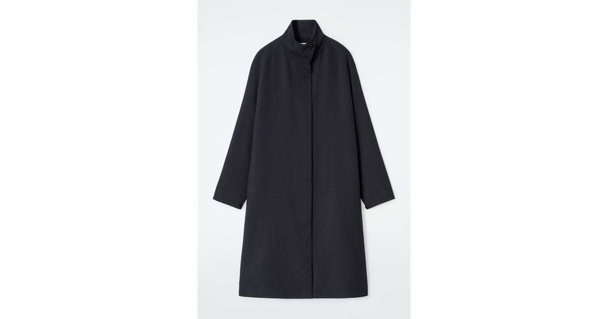 COS Trapeze Wool-blend Coat in Blue | Lyst