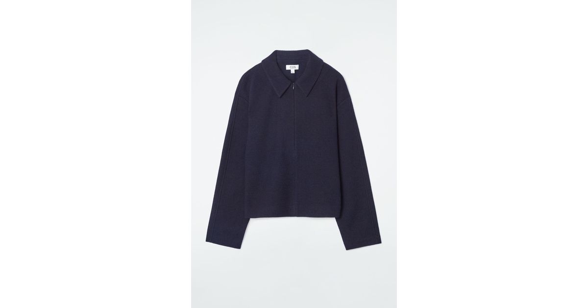 COS Boiled-wool Zip-up Cardigan in Blue | Lyst