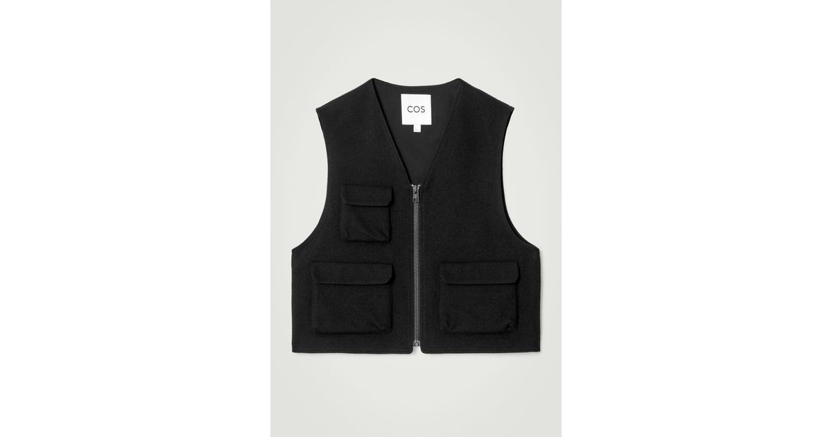 COS Wool-blend Utility Vest in Black for Men | Lyst