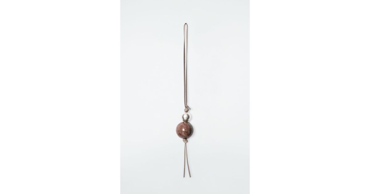 COS Beaded Leather Bag Charm in White | Lyst