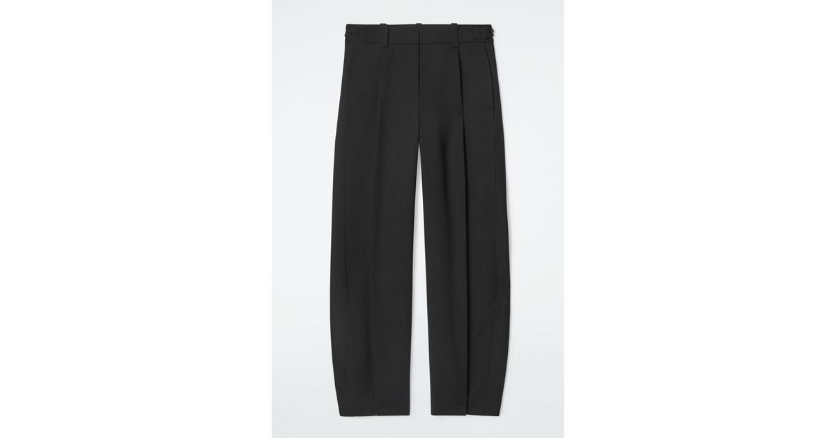 COS Wool-blend Barrel-leg Trousers in Gray | Lyst