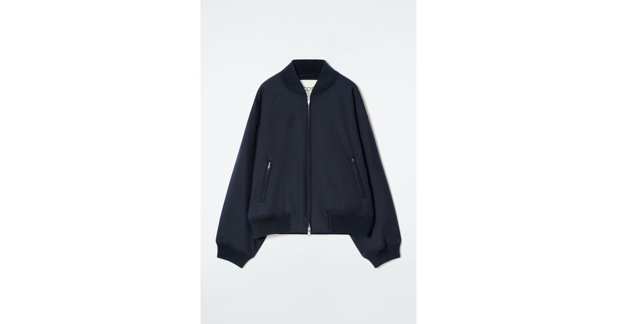 COS Oversized Wool Bomber Jacket in Blue | Lyst
