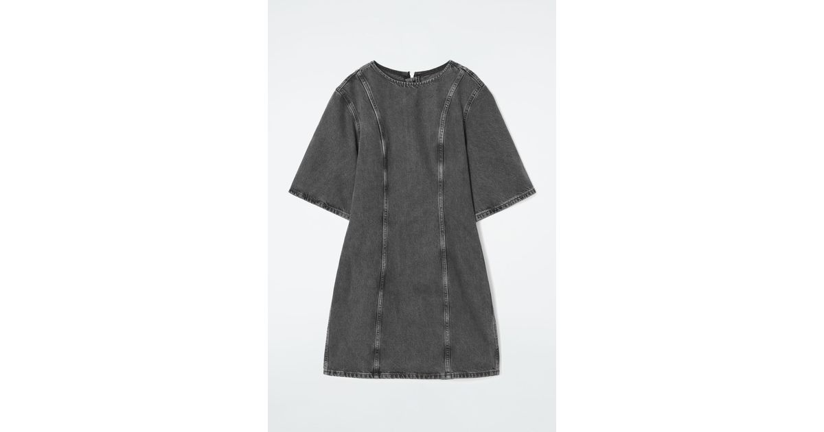 COS Paneled Denim Mini Dress in Gray | Lyst