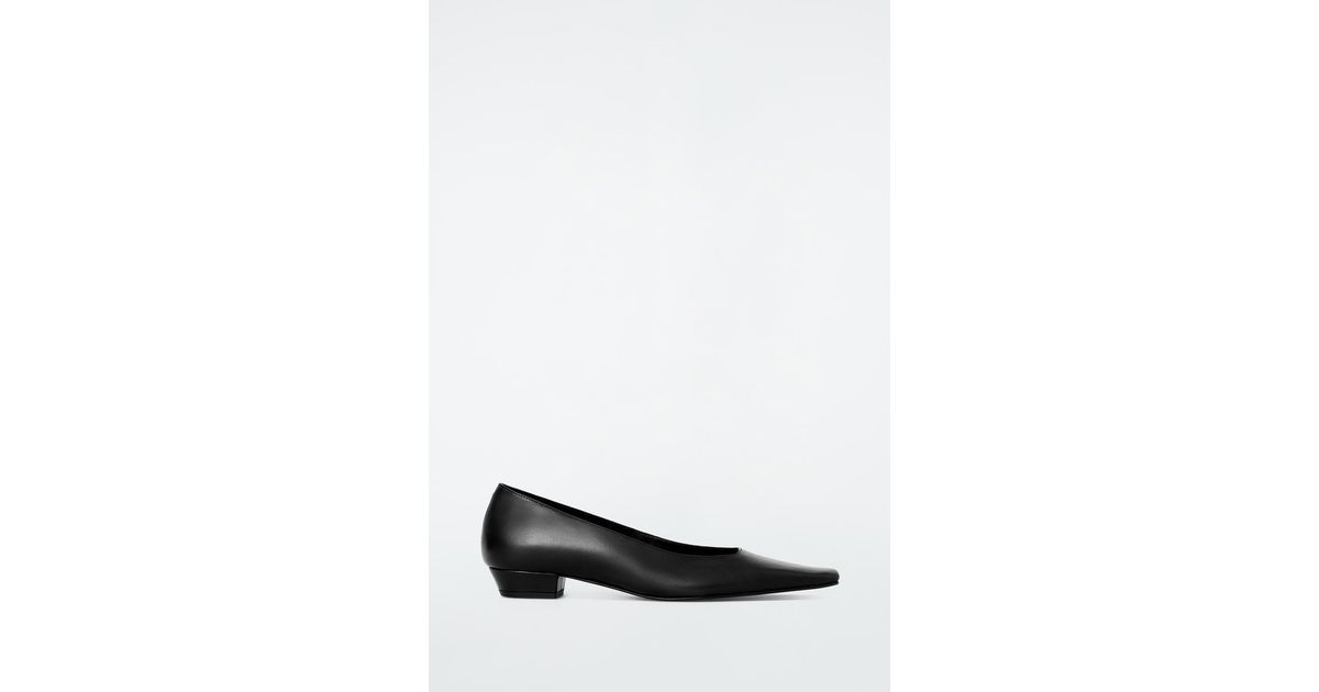 COS Square-Toe Leather Court Shoes in Black | Lyst UK