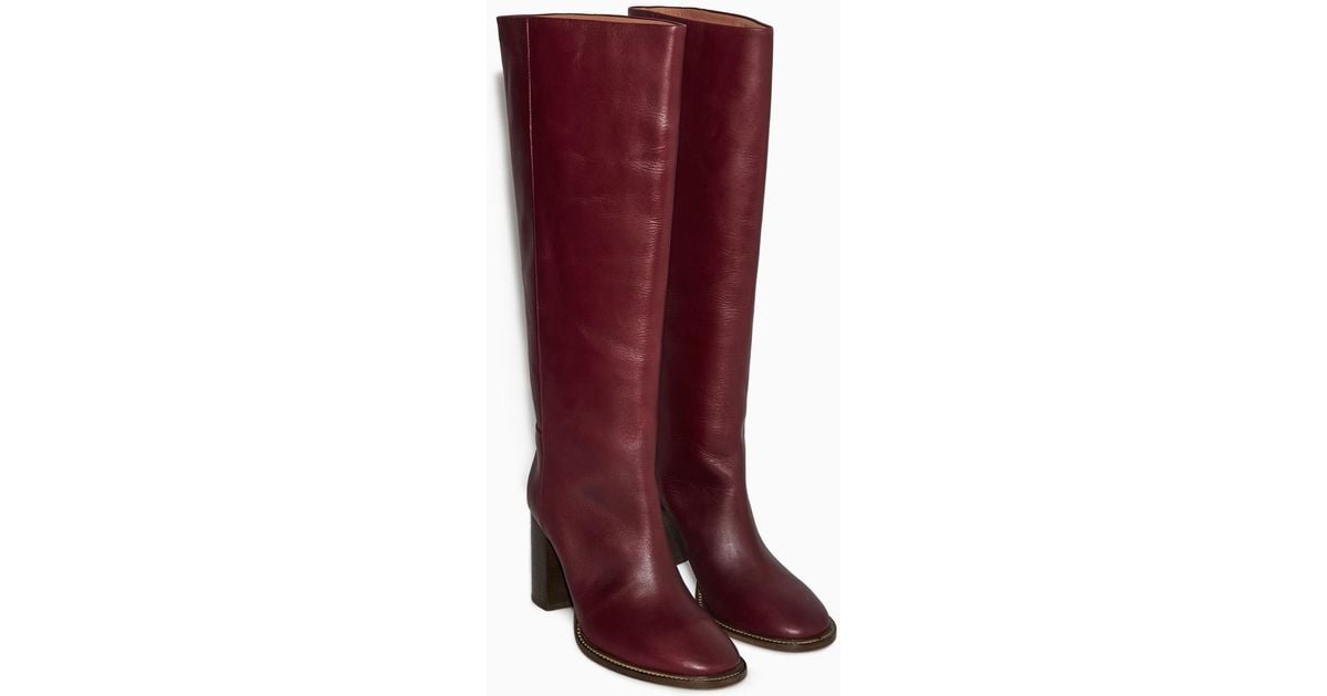 COS Knee-high Leather Boots in Red | Lyst