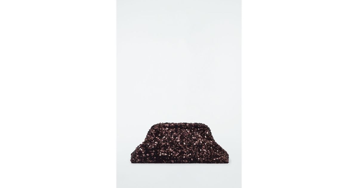COS Oversized Sequinned Framed Clutch Bag in White | Lyst UK