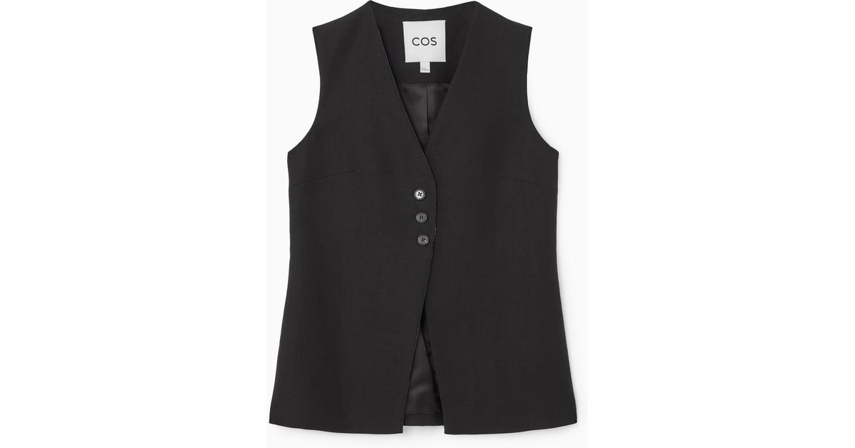 COS Longline Linen-blend Vest in Black | Lyst