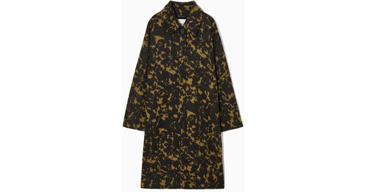 COS Oversized Tortoiseshell-print Wool Coat in Yellow | Lyst UK